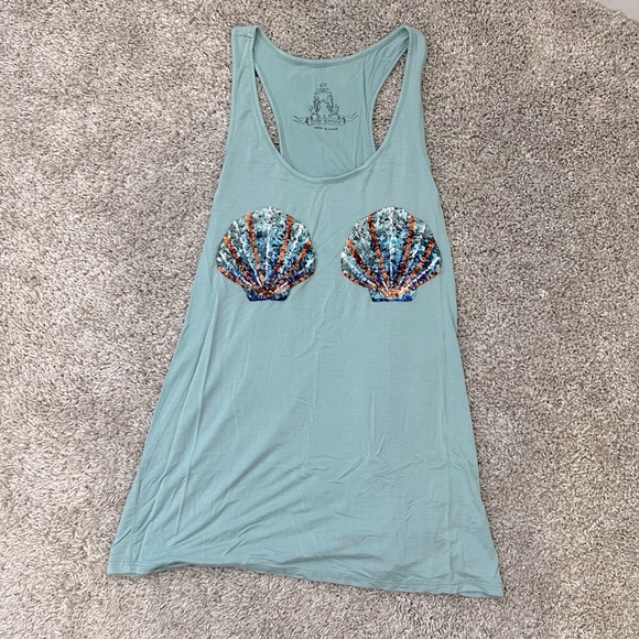 Tops | Mermaid Sequin Seashell Tank Top | Poshmark